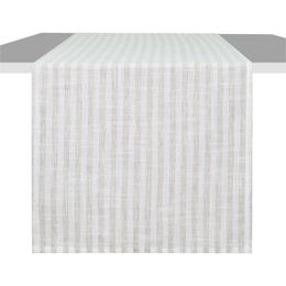 OTTO home Tischl&auml;ufer &raquo;Marric&laquo; halbtransparenter Tischl&auml;ufer, Leinenoptik mit Streifen beige Polyester B/L: 40cm x 180cm, 1 Stk.