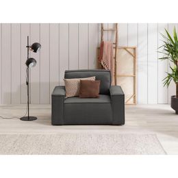 OTTO home Sessel &raquo;SHERWOOD Samtvelours Love-Seat&laquo; passend zur Polster-Serie SHERWOOD grau 100% Polyester Samtvelours, B/H/T: 120cm x 85cm x 86cm
