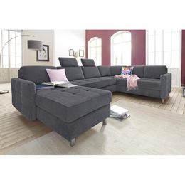 Sit & More sit&more Wohnlandschaft &raquo;Pablo U-Form&laquo; wahlweise mit Schlaffunktion und Bettkasten grau Struktur (100% Polyester);Kunstleder SOFTLUX ;Luxus-Microfaser