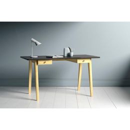 WOODMAN Schreibtisch &raquo;Nice&laquo; B/T/H: 140/70/75 cm, im skandinavian Design, Tischbeine aus massiver Eiche, FSC grau B/H/T: 140cm x 75cm x 70cm