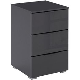 OTTO home Nachtkommode &raquo;Nachttisch Nachtschrank Nachtkonsole AGORDO mit Glasfront&laquo; in zwei Griff-Farben, Breite 40 cm, mit 3 ger&auml;umigen Schubladen f&uuml;r