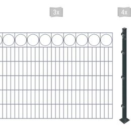 Arvotec Doppelstabmattenzaun &raquo;ESSENTIAL 120 zum Aufschrauben "Ring" mit Zierleiste&laquo; Zaunh&ouml;he 120 cm, Zaunl&auml;nge 2 - 60 m grau Kunststoff, Stahl H/L: 120cm x 6m