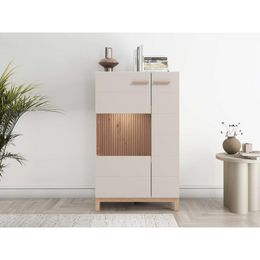 Home Affaire Highboard &raquo;Essex, Hochkommode, Vitrine, Glasvitrine, Kombi-Highboard&laquo; Modernes Highboard in Kaschmir mit Glasfront & Lamellen-Optik beige