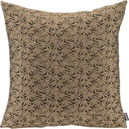 HOCK Dekokissen &raquo;Caja&laquo; mit Pflanzenbl&auml;ttern, Kissenh&uuml;lle mit F&uuml;llung, 1 St&uuml;ck schwarz Polyester B/L: 45cm x 45cm, 1 Stk.