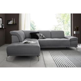 OTTO home Ecksofa &raquo;Caluna&laquo; Inkl.Sitztiefenverstellung, wahlweise mit Kopf- und Armteilverstellung grau Luxus-Microfaser Vintageoptik (100% Polyester);
