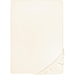 Biberna Spannbettlaken &raquo;Samy&laquo; hochwertiges Jersey-Elasthan f&uuml;r Topper geeignet beige Jersey-Elasthan, Obermaterial: 95% Baumwolle, 5% Elasthan 1 Stk., Jersey-
