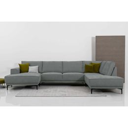 OTTO home Wohnlandschaft &raquo;OLAND Struktur fein U-Form, XXL, B: 345 cm, Skandi-Design&laquo; U-Form, 345 cm, Wellenunterfederung, Skandi-Design, Metallf&uuml;&szlig;e 