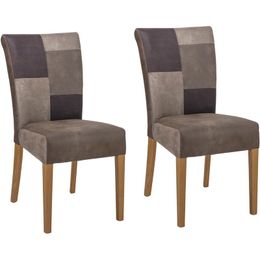 Home Affaire Esszimmerstuhl &raquo;Queen&laquo; (Set) 2 Stk.Beingestell aus Massivholz, Patchwork Bezug im Landhaus Stil bunt Massivholz, Polyester B/H/T: 46cm x 