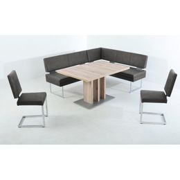 K+w Komfort & Wohnen K+W Komfort & Wohnen Essgruppe 4 Stk. tlg. langer Schenkel links oder rechts, 2 Freischwinger, 1 Funktionstisch braun B/H/T: 199cm x 89cm x 158cm, 