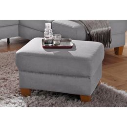 OTTO home Hocker &raquo;Texel&laquo; mit Federkern und Kontrastnaht, F&uuml;&szlig;e Buche eichefarben grau Struktur fein ( 100% Polyester);Luxus-Microfaser (100% Polyester)