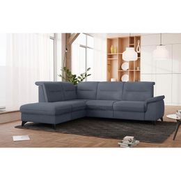 Sit & More sit&more Ecksofa &raquo;Astoria L-Form&laquo; wahlweise mit motorischer Relaxfunktion grau 100% Polyester B/H/T: 256cm x 91cm x 225cm, Flachgewebe, Ottomane links