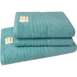 Dyckhoff Handtuch Set &raquo;Nature&laquo; Set 3 Stk. Frottier 3er Set: 2x Handt&uuml;cher, je 50 x 100 cm & 1x Badetuch 70 x 140 cm blau Frottier, Obermaterial: 100% Baumwolle