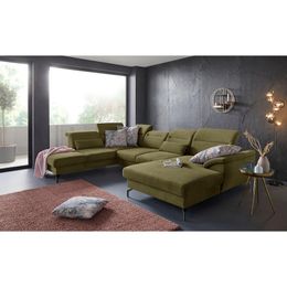 Sit & More sit&more Wohnlandschaft &raquo;Percy U-Form&laquo; 15 cm Fu&szlig;h&ouml;he, Sitztiefenverstellung, wahlweise in 2 Fu&szlig;farben gr&uuml;n B/H/T: 343cm x 235cm, Luxus-Microfaser 