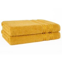 HAMMETEX Duschtuch &raquo;2er Set Badet&uuml;cher 70x140 cm, 100% Baumwolle, Weich & Saugstark&laquo; mit Bord&uuml;re, einfarbig, weich gelb Frottier, Baumwolle B/L: 