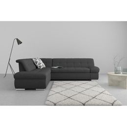 DOMO collection Ecksofa &raquo;MONA 271x213 cm, modern und komfortabel&laquo; whlw. mit Bett- und Armlehnfunktion, L-Form grau Struktur fein 100% Polyester;