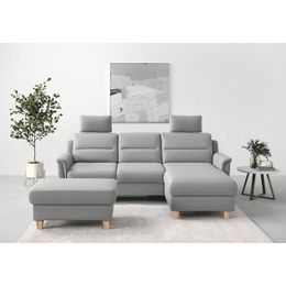 Sit & More sit&more Ecksofa &raquo;Far&ouml; L-Form&laquo; inklusive Federkern, wahlweise mit Schlaffunktion und Bettkasten grau B/H/T: 234cm x 90cm x 168cm, Luxus-Microfaser 