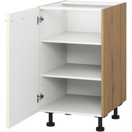 KOCHSTATION Unterschrank &raquo;KS-Trea U60&laquo; zwei Einlegeb&ouml;den, Breite 60 cm, H&ouml;he 75 cm, mit verstellbaren F&uuml;&szlig;en wei&szlig; eiche astig, B/H/T: 60cm x 75cm x 