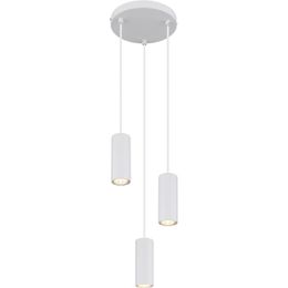 Globo LIGHTING H&auml;ngeleuchte &raquo;JAMES&laquo; GU10 1 Stk. H&auml;ngeleuchte mit Aluminium, GU10 Fassung, h&ouml;henverstellbar wei&szlig; 3, &Oslash; 6cm H: 120cm, 1 Stk.