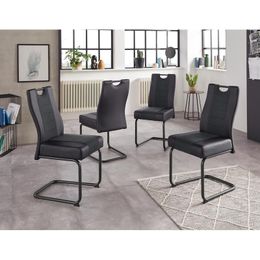 Hela Esszimmerstuhl &raquo;Erika S&laquo; (Set) 4 Stk.2 oder 4 St&uuml;ck, komfortable Federkern Polsterung, Freischwinger schwarz B/H/T: 43cm x 99cm x 60cm, 4 Stk., 