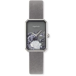 Engelsrufer Damen Quarzuhr &raquo;Flower&laquo; Armbanduhr, Damenuhr, Lederarmband, analog grau Einheitsgr&ouml;&szlig;e