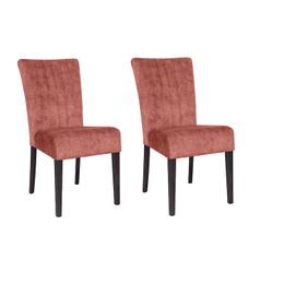 Home Affaire 4-Fu&szlig;stuhl (Set) 2 Stk.vertikale N&auml;hte in der R&uuml;ckenlehne rot Massivholz, Polyester B/H/T: 46cm x 93cm x 64cm, 2 Stk., Samtvelours, Buche