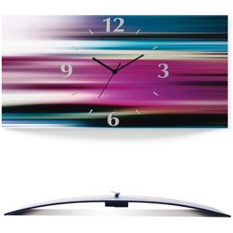 Artland Wanduhr &raquo;Verzerrte Figuren - Abstrakt&laquo; wahlweise mit Quarz- oder Funkuhrwerk, lautlos ohne Tickger&auml;usche lila B/H/T: 60cm x 30cm x 0,3cm, Quarzuhr