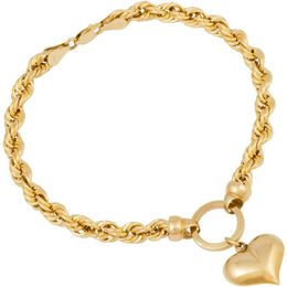 Firetti Damen Armband &raquo;Schmuck Geschenk Gold 585 Armschmuck Armkette Kordelkette "Herz"&laquo; gold 19cm, Gelbgold 585