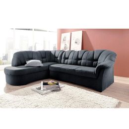 DOMO collection Ecksofa &raquo;Papenburg, zeitlose R&uuml;ckensteppung, elegante Armlehne, L-Form&laquo; mit Ottomane, wahlweise mit Bettfunktion schwarz Kunstleder 