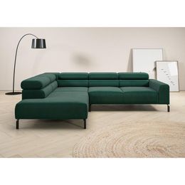 Home Affaire Ecksofa &raquo;Antonelli, L-Form, inkl. Kopfteilverstellung, Breite 276 cm&laquo; ohne Sitztiefenverstellung, in Feincord, gr&uuml;n gr&uuml;n 95% Polyester, 5