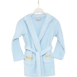 Egeria Kinderbademantel &raquo;OWL&laquo; mit Eulen Applikation blau Baumwolle 110/116