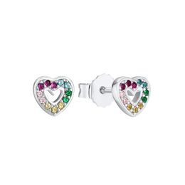 Prinzessin Lillifee Damen Paar Ohrstecker &raquo;Herz&laquo; mit Zirkonia (synth.) bunt Silber 925 (Sterlingsilber)