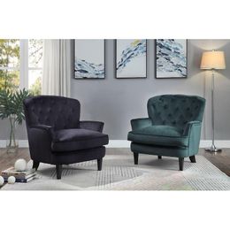 ATLANTIC HOME COLLECTION OTTO home Sessel &raquo;Leo&laquo; mit Taschenfederkern gr&uuml;n Samtvelours, B/H/T: 85cm x 88cm x 90cm