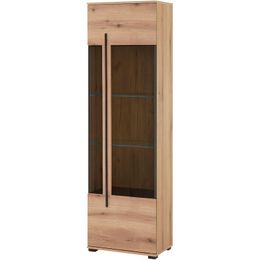 Home Affaire Vitrine &raquo;Cantara, Vitrinenschrank in Eiche Evoke, Wei&szlig; o Kaschmir, Standvitrine&laquo; schwarzer Stangengriff, ausreichend Stauraum, vielseitig