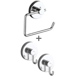 Wenko Toilettenpapierhalter &raquo;Vacuum-Loc Modell Milazzo&laquo; inkl. 2 Wandhaken, Befestigen ohne Bohren silber Stahl gl&auml;nzend
