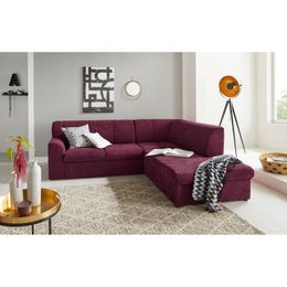 DOMO collection Ecksofa &raquo;Topper zeitlos elegant, kompakte Stellma&szlig;eL-Form&laquo; mit Ottomane, wahlweise mit Schlaffunktion lila B/H/T: 237cm x 78cm x 200cm