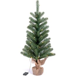 IC Winterworld K&uuml;nstlicher Weihnachtsbaum &raquo;LED-Tannenbaum, k&uuml;nstlicher Christbaum&laquo; Nordmanntanne Weihnachtsdeko mit Jutebeutel um den Betonfu&szlig;, 