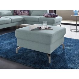Sit & More sit&more Hocker &raquo;Percy&laquo; Fu&szlig;h&ouml;he 15cm, wahlweise mit unterschiedlichen Fu&szlig;farben blau B/H/T: 72cm x 46cm x 72cm, Feinstruktur,mit satiniertem Nickelfu&szlig;