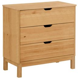 OTTO home Kommode &raquo;Post&laquo; aus massivem Kiefernholz, mit Stauraumm&ouml;glichkeiten, Breite 76 cm beige Massivholz B/H/T: 76cm x 75cm x 39cm, 3 Stk., Kiefer