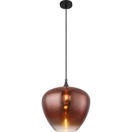 Globo LIGHTING H&auml;ngeleuchte &raquo;MAXY&laquo; E27 1 Stk. H&auml;ngelampe/Pendell./Glas kupferfarben/klar verlaufend/H&ouml;he k&uuml;rzbar braun 1 Stk.
