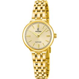 Festina Damen Quarzuhr &raquo;Mademoiselle&laquo; Armbanduhr, Damenuhr, Edelstahlarmband, analog gold Einheitsgr&ouml;&szlig;e