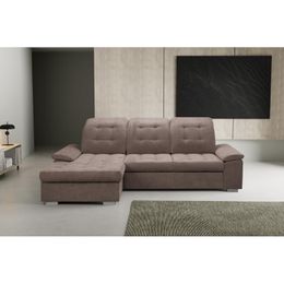 WERK2 Ecksofa &raquo;Carmen, 264 x 170 cm, mit Bettfunktion & Bettkasten, L-Form&laquo; inkl. Kopfteilverstellung, optional Sitztiefenverstellung braun 92% 