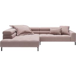 Home Affaire Ecksofa &raquo;Claya, 311 cm breit, L-Form, inkl. Kopfteilverstellung&laquo; mit elektrischem Sitzvorzug im Hauptelement rosa 88% Polyester, 12% 