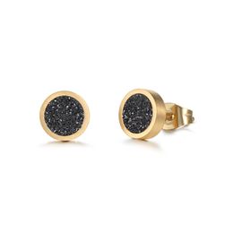 Kingka Damen Paar Ohrstecker &raquo;Stardust&laquo; schwarz 8mm, Edelstahl