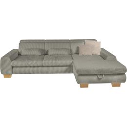 set one by Musterring Ecksofa Kopteil verstellbar, mit Bettfunktion, in Cord, lind, Sitzh&ouml;he 49 88% Polyester;12% Polyamid B/H/T: 307cm x 86cm x 195cm