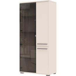 OTTO home Vitrine &raquo;Opera, Showcase mit Parsol-Sicherheitsglas im modernen Look&laquo; UV lackiert, Soft Close Funktion, H&ouml;henverstellbare F&uuml;&szlig;e beige Glas, 