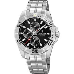Festina Herren Multifunktionsuhr Armbanduhr, Quarzuhr, Herrenuhr, Edelstahlarmband,bis 10bar wasserd. silber Einheitsgr&ouml;&szlig;e