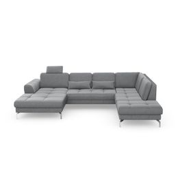 Sit & More sit&more Wohnlandschaft &raquo;Bendigo U-Form&laquo; inklusive Sitztiefenverstellung, Bodenfreiheit 15 cm, in 2 Fu&szlig;farben grau B/H/T: 332cm x 87cm x 226cm, 