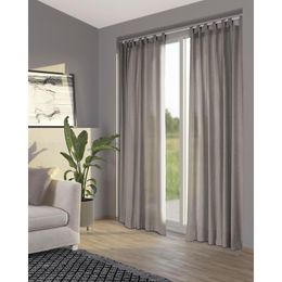 Primera Vorhang &raquo;Stone-Washed&laquo; Schlaufen 1 Stk. tlg. einzigartige Waschung mit praktischen Stoffschlaufen zum Aufh&auml;ngen grau Organza, Baumwolle 250cm, 