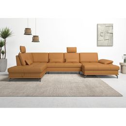 OTTO home Wohnlandschaft &raquo;Costello U-Form, B: 363 cm mit Sitztiefen-, Armteilverstellung &&laquo; 3 Nierenkissen, optional Schlaffunktion & Bettkasten gelb 