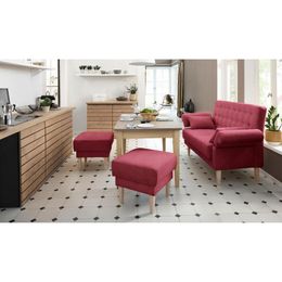 Home Affaire Hocker &raquo;Scalea&laquo; mit Federkern-Polsterung rot Microfaser in Antiklederoptik (92% Polyester, 8% Polyamid);Struktur fein (100% Polyester);